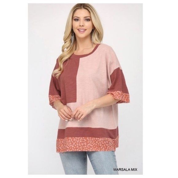 Gigio | Tops | Nwt Asymmetrical Pattern Marsala Color Cotton Top | Poshmark